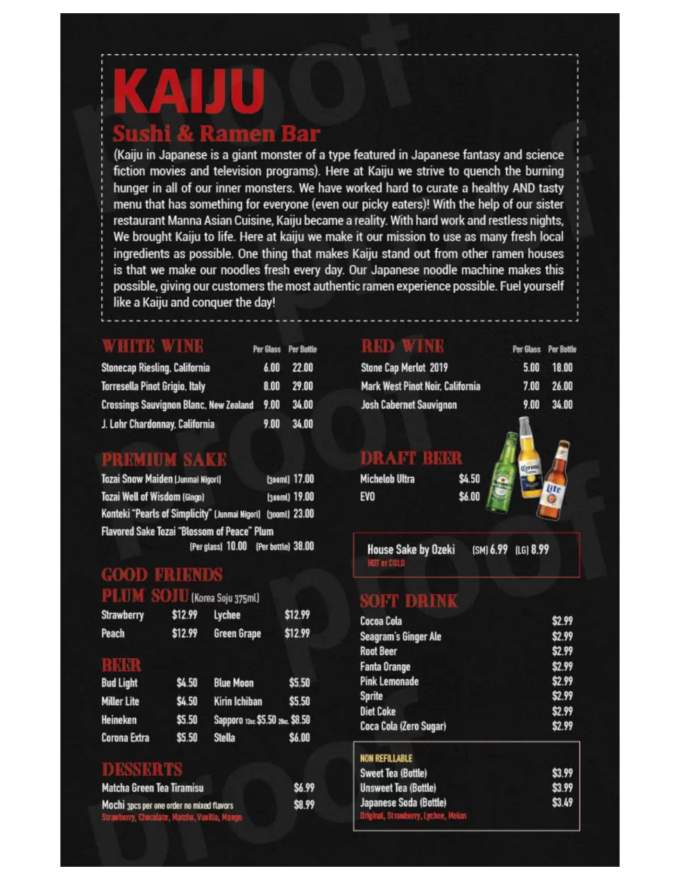 Menu - Kaiju Sushi & Ramen Bar