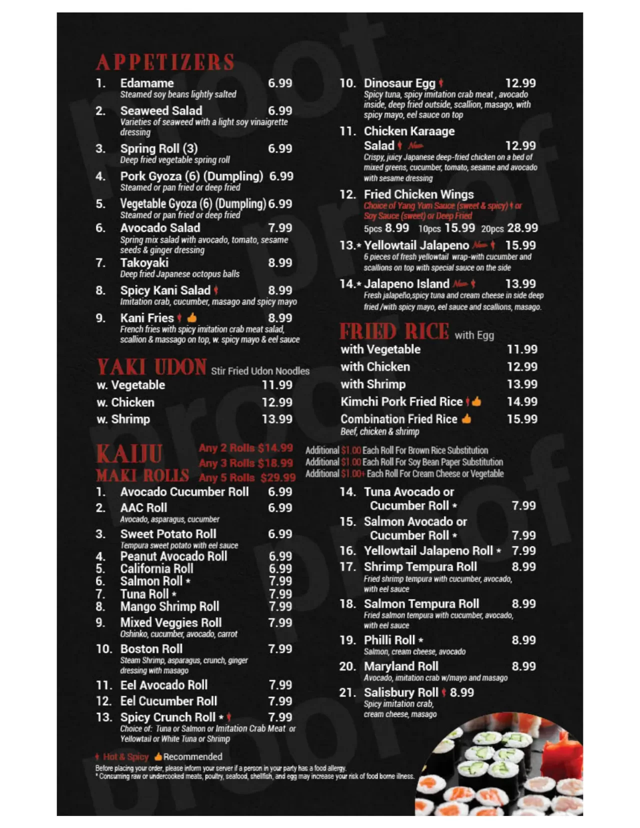 Menu - Kaiju Sushi & Ramen Bar
