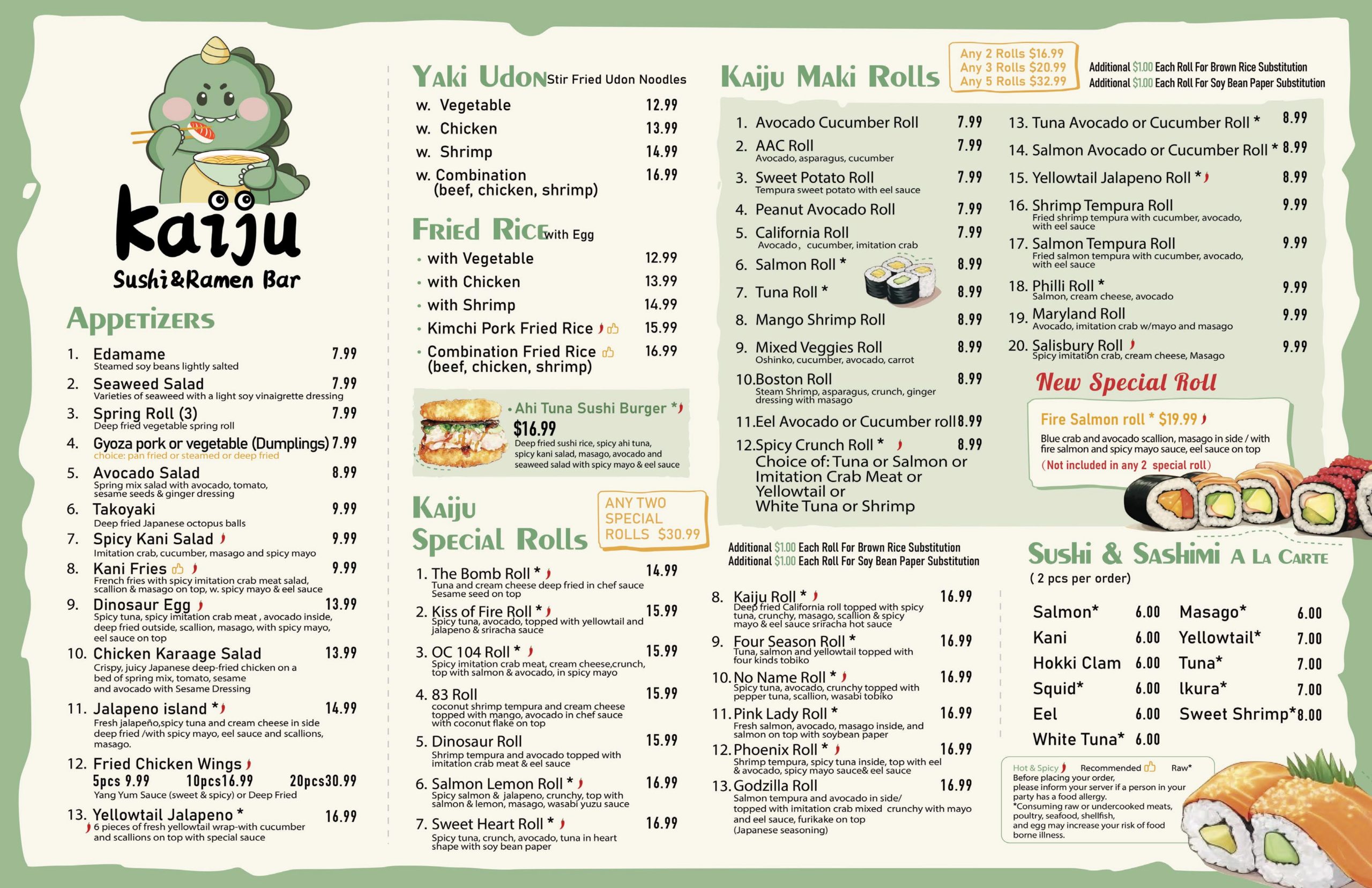 Menu - Kaiju Sushi & Ramen Bar